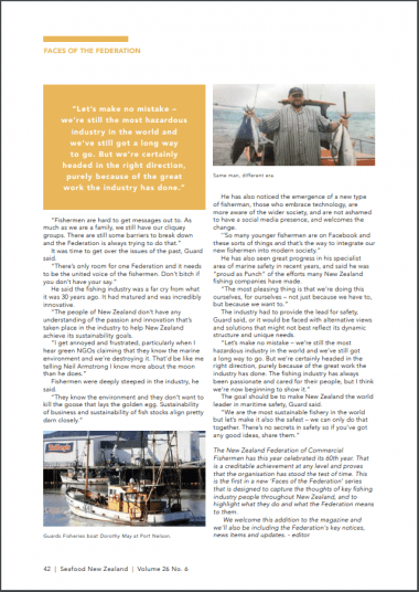 Darren Guard, first in Seafood NZ Magazine's new series - Guard Safety